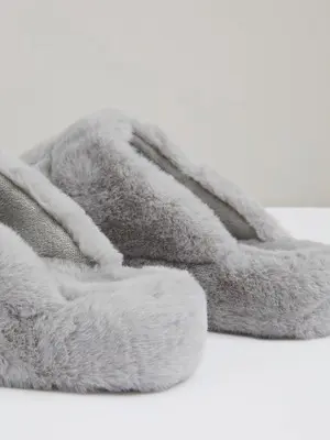 REISS Andrea Faux Fur Slippers