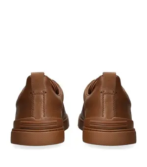 Zegna Deerskin Triple Stitch Sneakers - Beige
