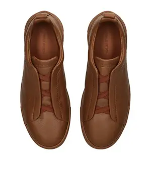 Zegna Deerskin Triple Stitch Sneakers - Beige
