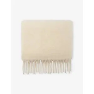 Maje Brand-patch Tassel Alpaca-blend Scarf - Blanc