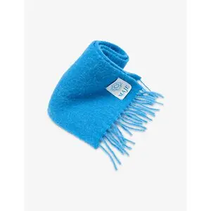Maje Brand-patch Tassel Alpaca-blend Scarf - Blue