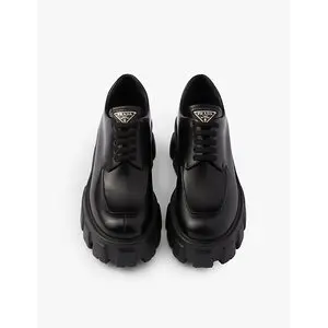 Prada Monolith Brushed Leather Lace-up Shoes