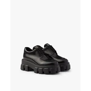 Prada Monolith Brushed Leather Lace-up Shoes