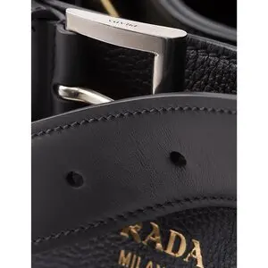 Prada Belt-buckle Leather Handbag - Black