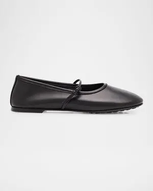 Dear Frances Dear Frances Leather Mary Jane Ballerina Flats - Black