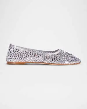 Dear Frances Dear Frances Balla Crystal Mesh Ballerina Flats Silver