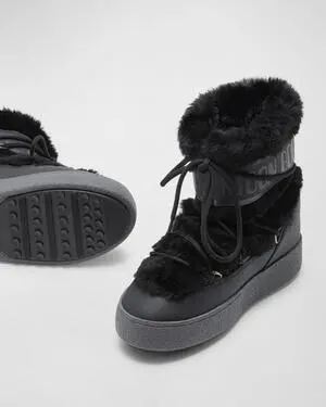 Moon Boot Track Faux Fur Ankle Boots - Black