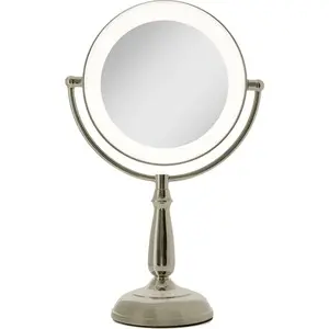 ZADRO Lighted Makeup Mirror With 5x/1x Magnification & Touch Base Controls - Polished Nickel