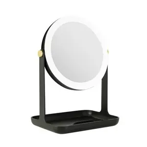 ZADRO Back-to-school Lighted Makeup Mirror With Accessory Tray & Phone Holder - Black
