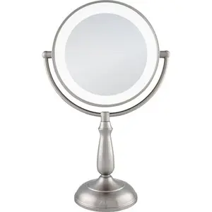 ZADRO Lighted Makeup Mirror With 10x/1x Magnification & Touch Base Controls - Satin Nickel