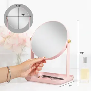 ZADRO Back-to-school Makeup Mirror With Accessory Tray & Phone Holder - Rose Quartz
