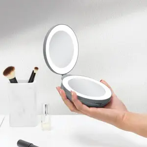 ZADRO Lighted Travel Mirror With Magnification & Folding-to-compact - Black Shadow