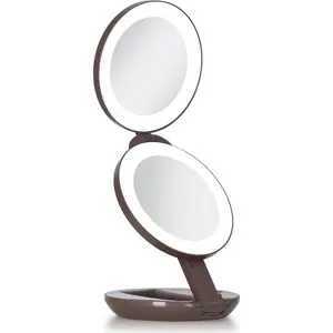 ZADRO Lighted Travel Mirror With Magnification & Folding-to-compact - Chocolate