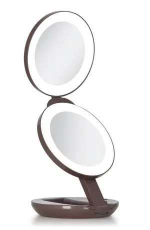 ZADRO Lighted Travel Mirror With Magnification & Folding-to-compact - Chocolate