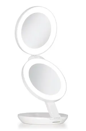 ZADRO Lighted Travel Mirror With Magnification & Folding-to-compact - White