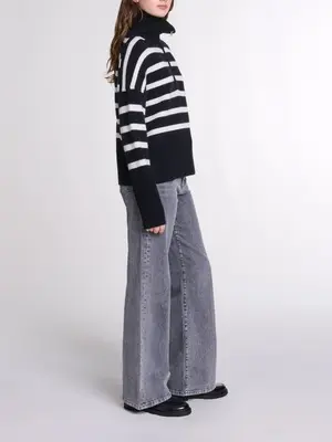 Maje Cashmere Striped High-neck Jumper