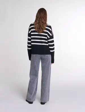Maje Cashmere Striped High-neck Jumper