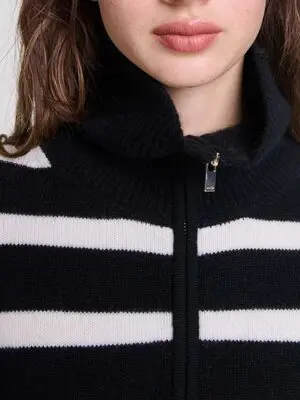 Maje Cashmere Striped High-neck Jumper