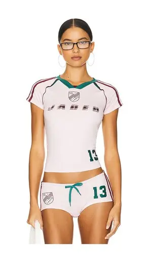 Jaded London Football Baby Tee In Pink | Editorialist