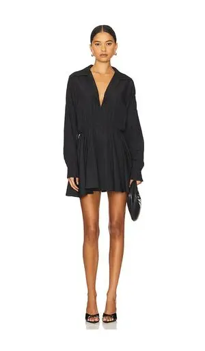 Norma Kamali Oversized Shirt Flared Mini Dress - Black