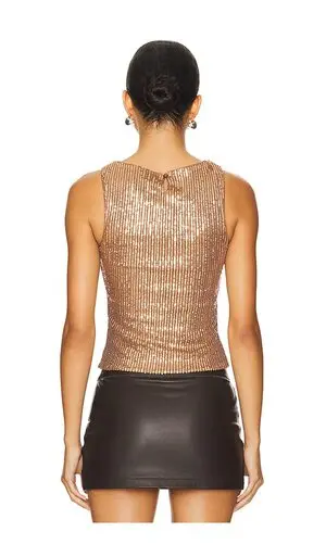 Superdown Sequin Embellished Mesh Top
