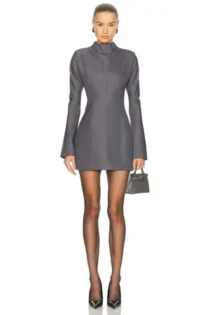 AEXAE Wool Contoured Turtleneck Mini Dress