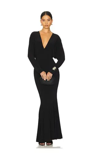 Norma Kamali Dolman V Neck Fishtail Gown