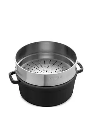 STAUB Cast Iron Casserole With Steaming Basket - Black