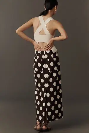 Maeve Colette Belted Maxi Skirt With Polka Dot Print - Brown Dot