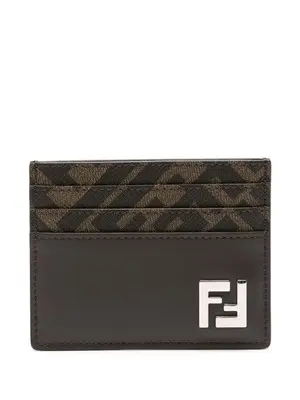 Fendi Ff-plaque Card Holder - Brown