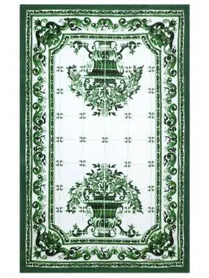 Dolce & Gabbana Majolica-print Cotton Beach Towel - White