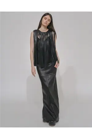 Rosetta Getty Leather Fringe Top