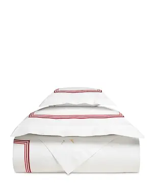 PRATESI Tre Righe Ombre Duvet Cover, King - White/scarlet