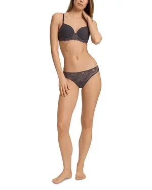 Hanro Moments Lace Bikini - Black Pearl