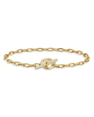 David Yurman Dy Madison Chain Bracelet With Diamonds - Gold