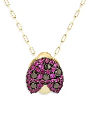 Phillips House 18k Yellow Gold Symphony Ruby Ladybug Pendant Necklace - Pink/gold