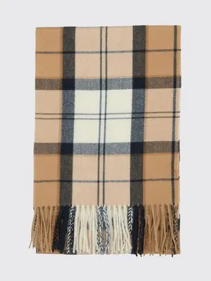 Barbour Rectangular Scarf In A Tartan Pattern With Fringed Edges - Beige