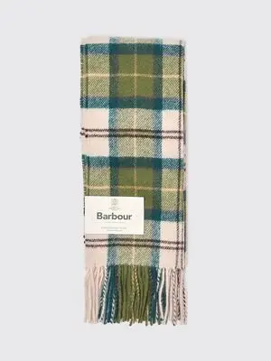 Barbour 100% Lambswool Scarf With Classic Tartan Pattern And Fringes - Grass Green