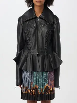 Versace Leather Peplum Jacket