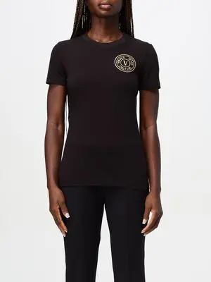 Versace Crewneck T-shirt With Logo Detail - Black