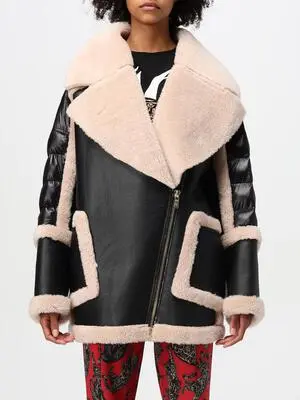 Just Cavalli Fur-trimmed Leather And Puffer Jacket
