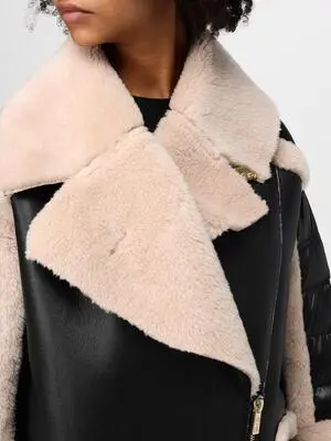 Just Cavalli Fur-trimmed Leather And Puffer Jacket