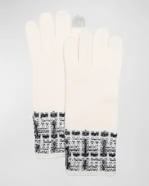 Gorski Gorski Cashmere Knit Gloves Ivory Black