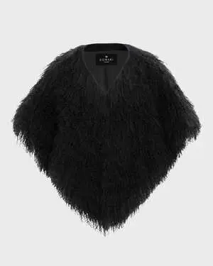 Gorski Select Mongolian Lamb Shearling Shawl Black