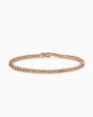 David Yurman 18k Rose Gold Tennis Bracelet With Diamonds - Cognac Diamond