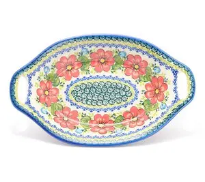 LIDIA'S POLISH POTTERY Hand Painted Oval Platter
