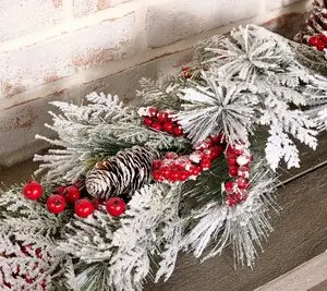 VALERIE PARR HILL 4' Snowy Berry And Pine Garland Valerie - One-color