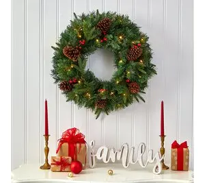 NEARLY NATURAL 24' Mixed Pine Christmas Wreath - One-color
