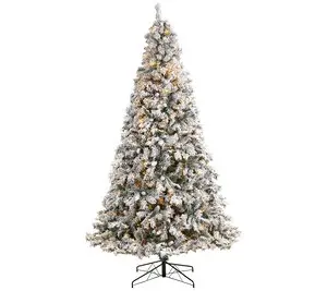 NEARLY NATURAL 9' Flocked Christmas Tree