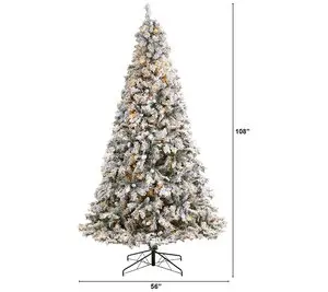 NEARLY NATURAL 9' Flocked Christmas Tree